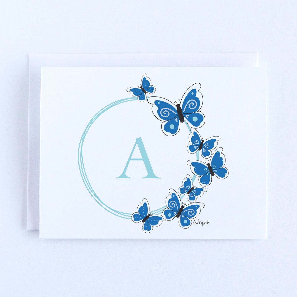 Personalized Initial with Blue Butterflies Notecard Set – Debbie Vinyard